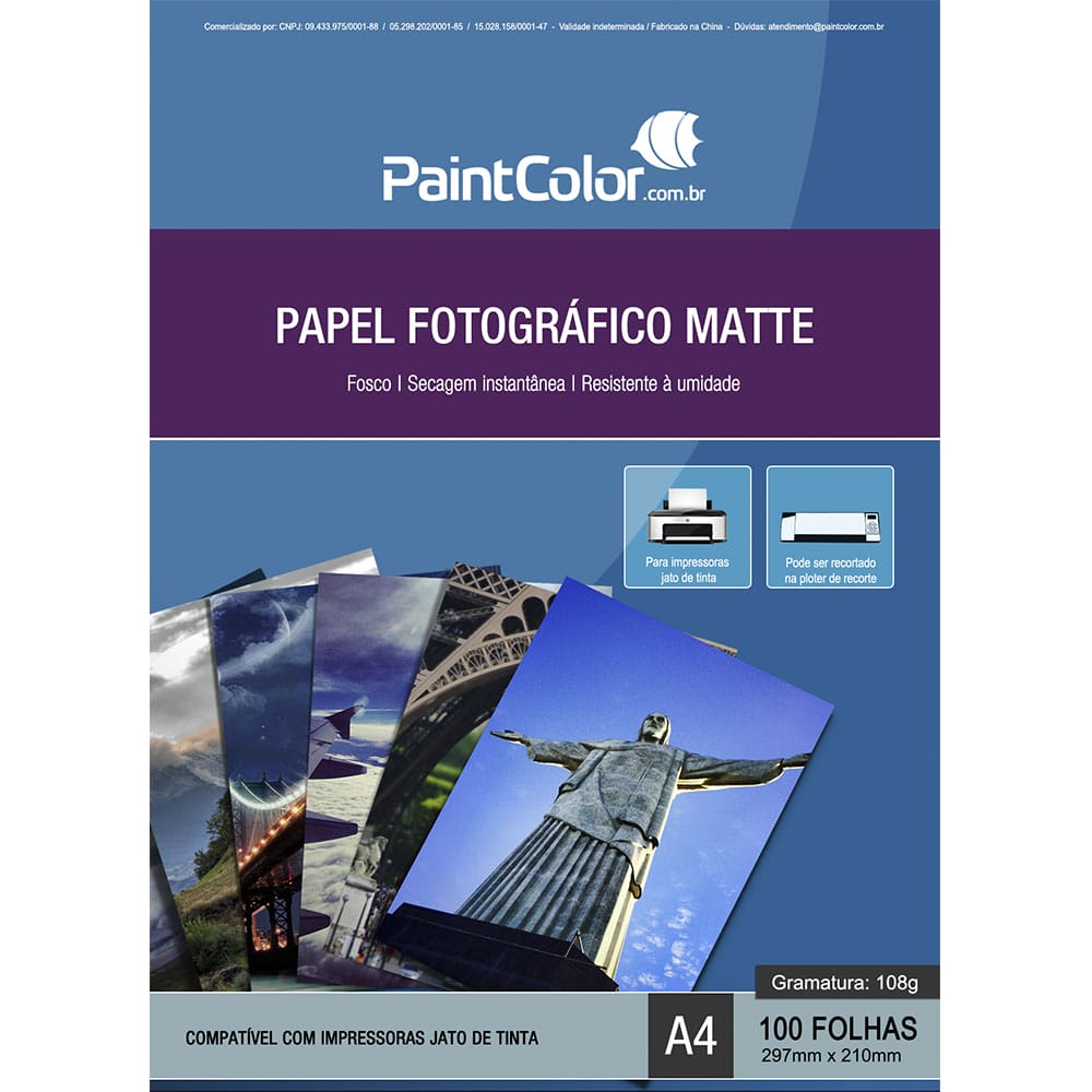 Papel Fotográfico Matte A4 108g 100 Folhas — Loja Paint Color